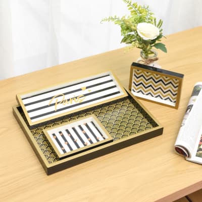 Jual Informa Paris Set 4 Pcs Hiasan Meja Tray Hitam Putih Terbaru ...