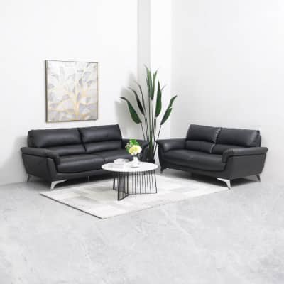 Jual Informa Downe Sofa Kulit 3 Seater Hitam Terbaru | Ruparupa