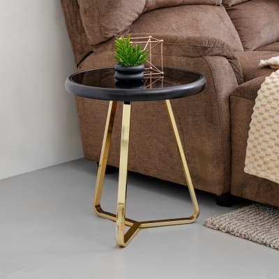 Jual Informa Nobel Meja Sisi Round Hitam Gold Terbaru | Ruparupa