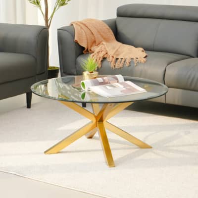 Jual Informa Heaven Meja Tamu Round Clear Brass Gold Terbaru | Ruparupa