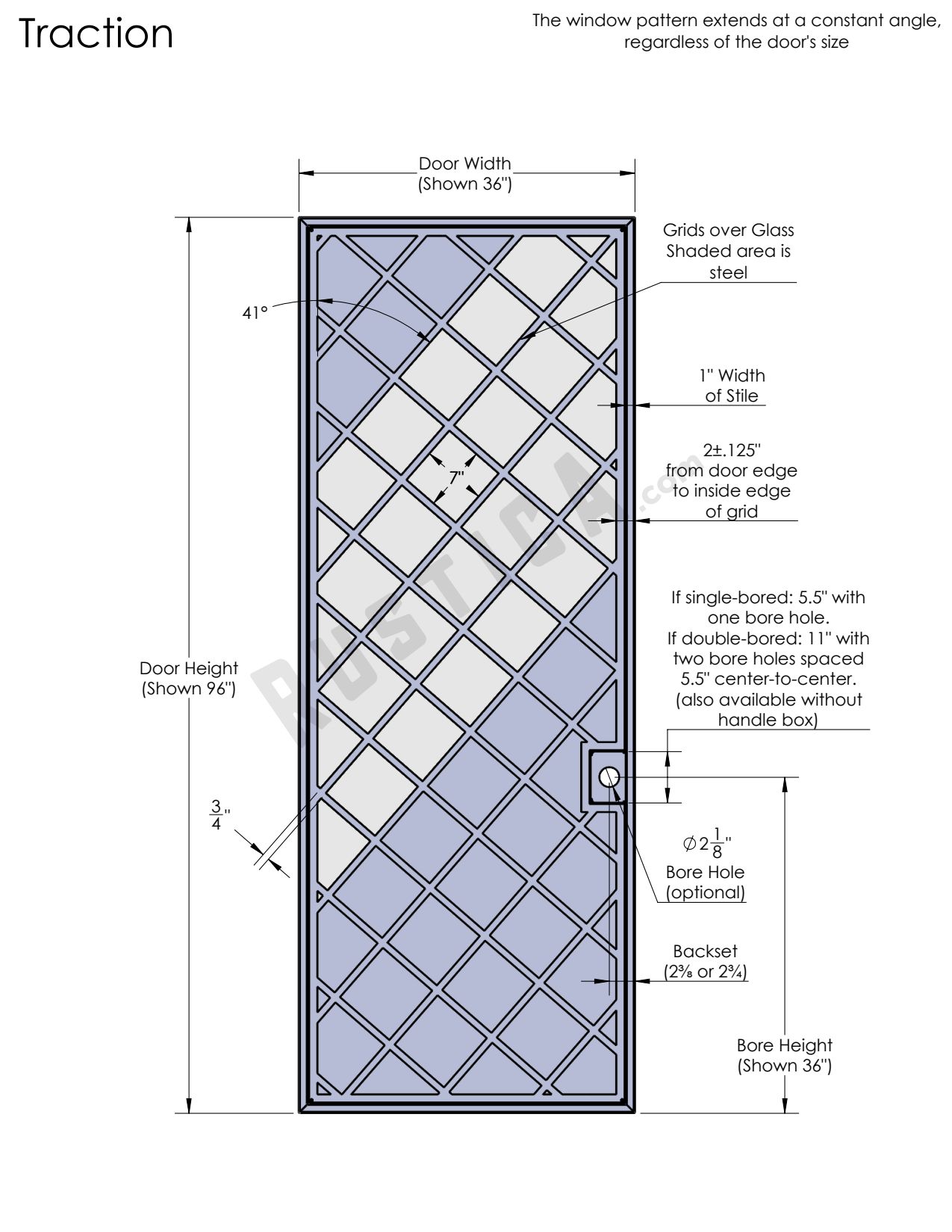 Traction Door with Sidelights and Transom | Rustica