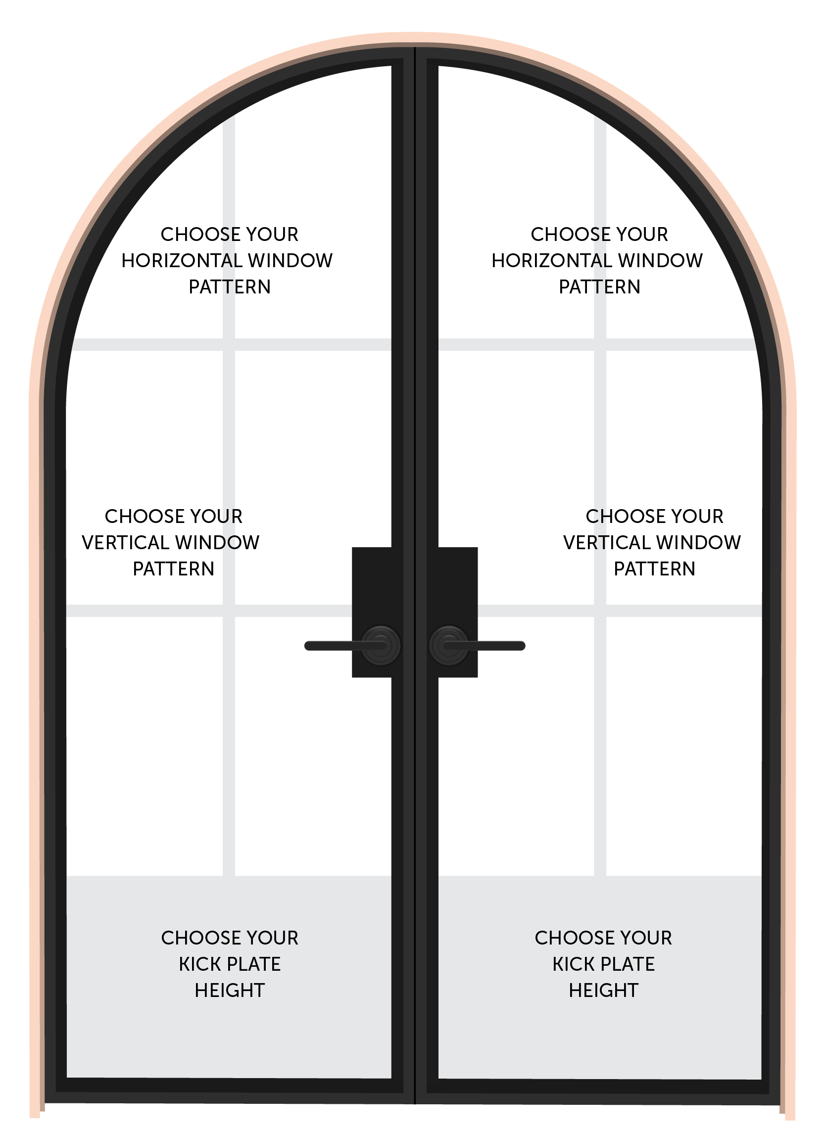 Customizable Interior Metal Full Radius Top Double Door