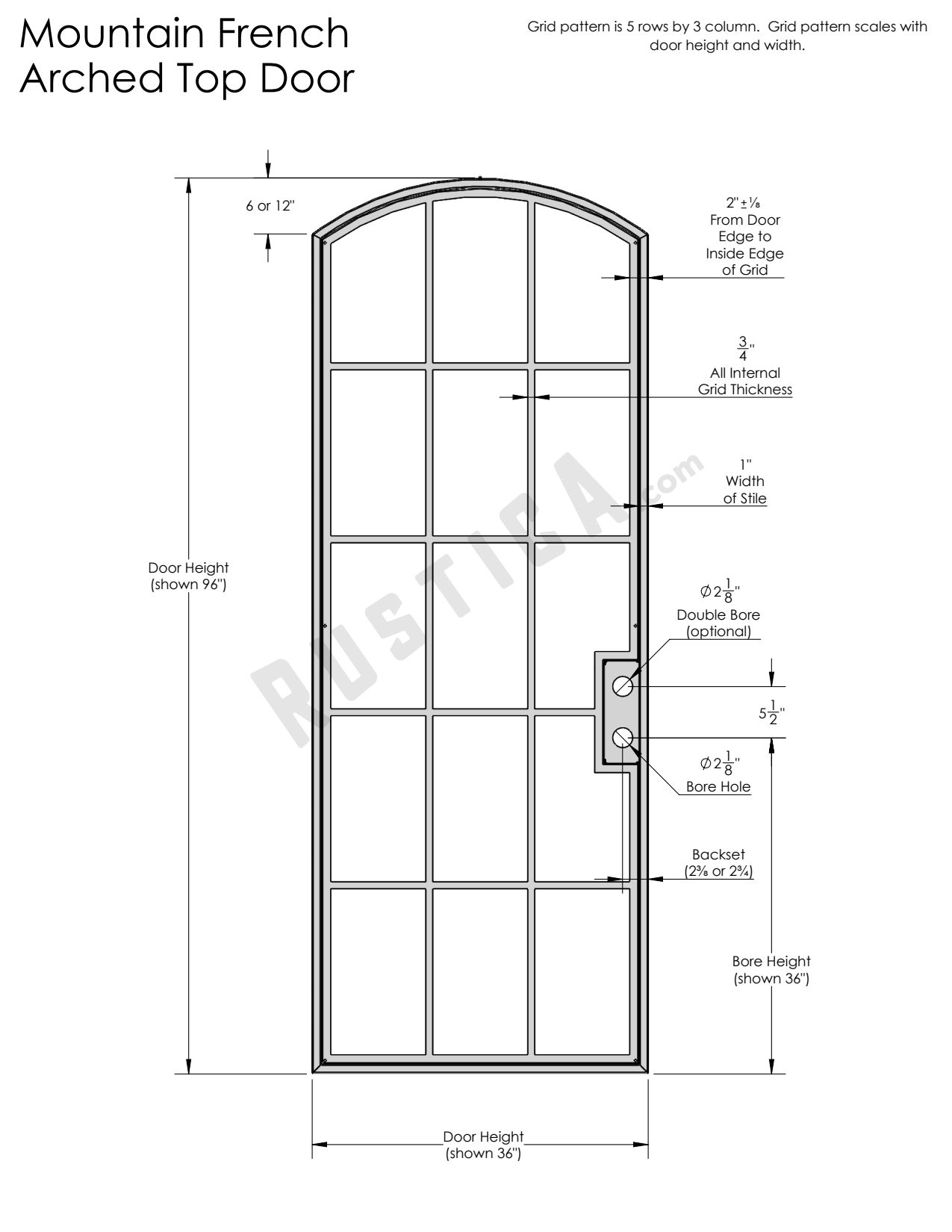 Mountain French Interior Arched Top Door | Rustica