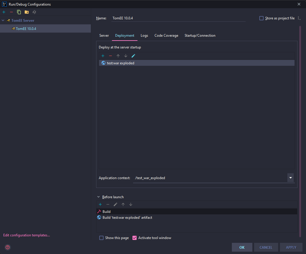 Setup TomEE and IntelliJ