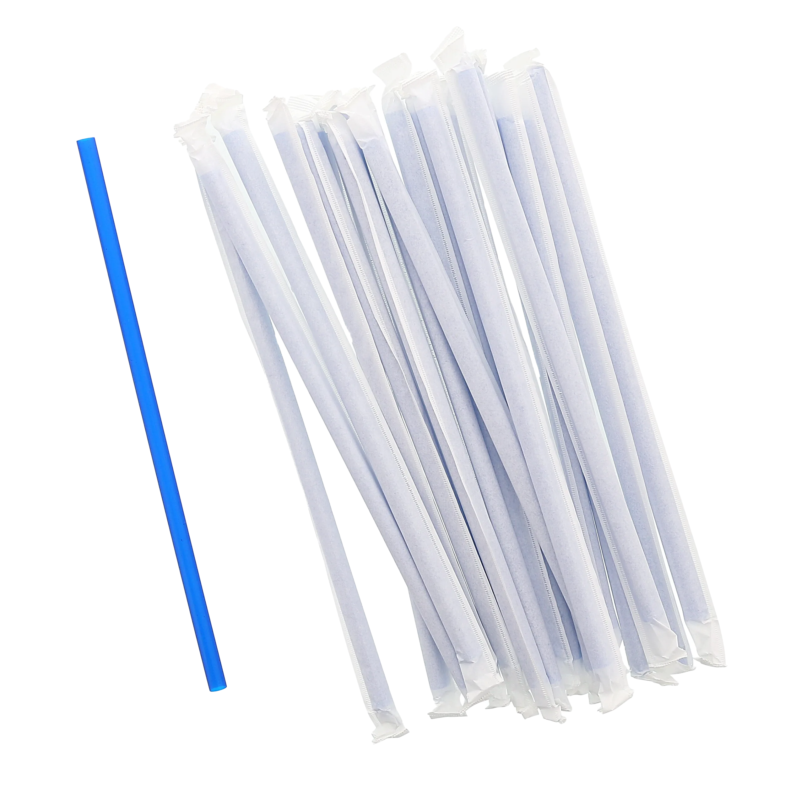 9" Giant Blue Polypropylene Straws, Wrapped | ACR