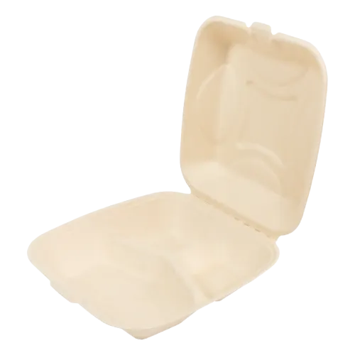 9" x 9" x 3" Molded Fiber Hinged Lid Containers | PrimeWare