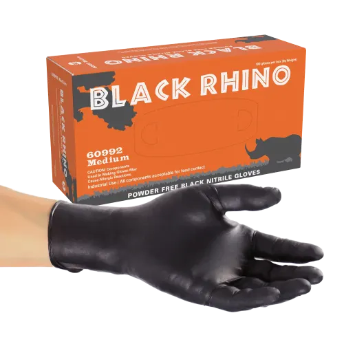 Medium Black Powder-Free Rhino Nitrile Gloves | ACR