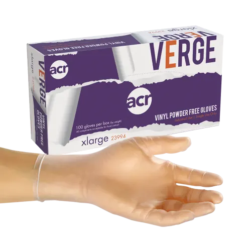 X-Large Clear Powder-Free Verge Vinyl Gloves | ACR