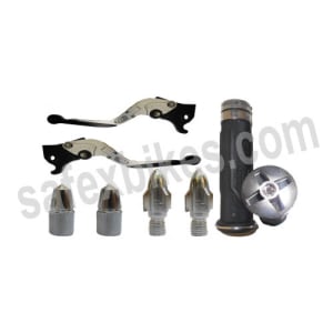 SILVER HANDLE YOKE FANCY BOLT WITH TYRE NOZZLE CAP, HANDLE GRIP SET AND ...