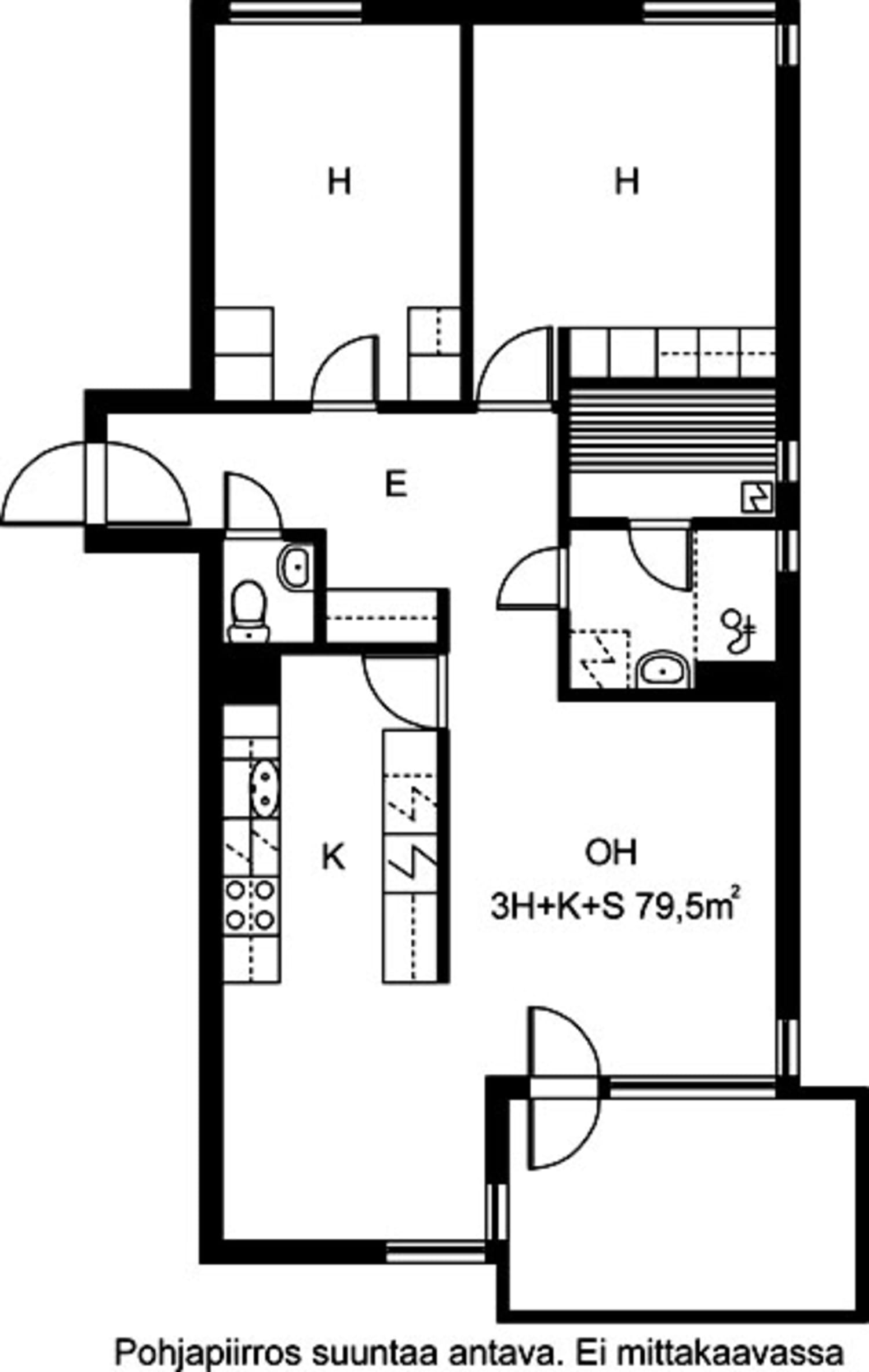 Rental apartment, 2 bedroom, 79.5 m², Itämerenkatu 18, Ruoholahti, Helsinki