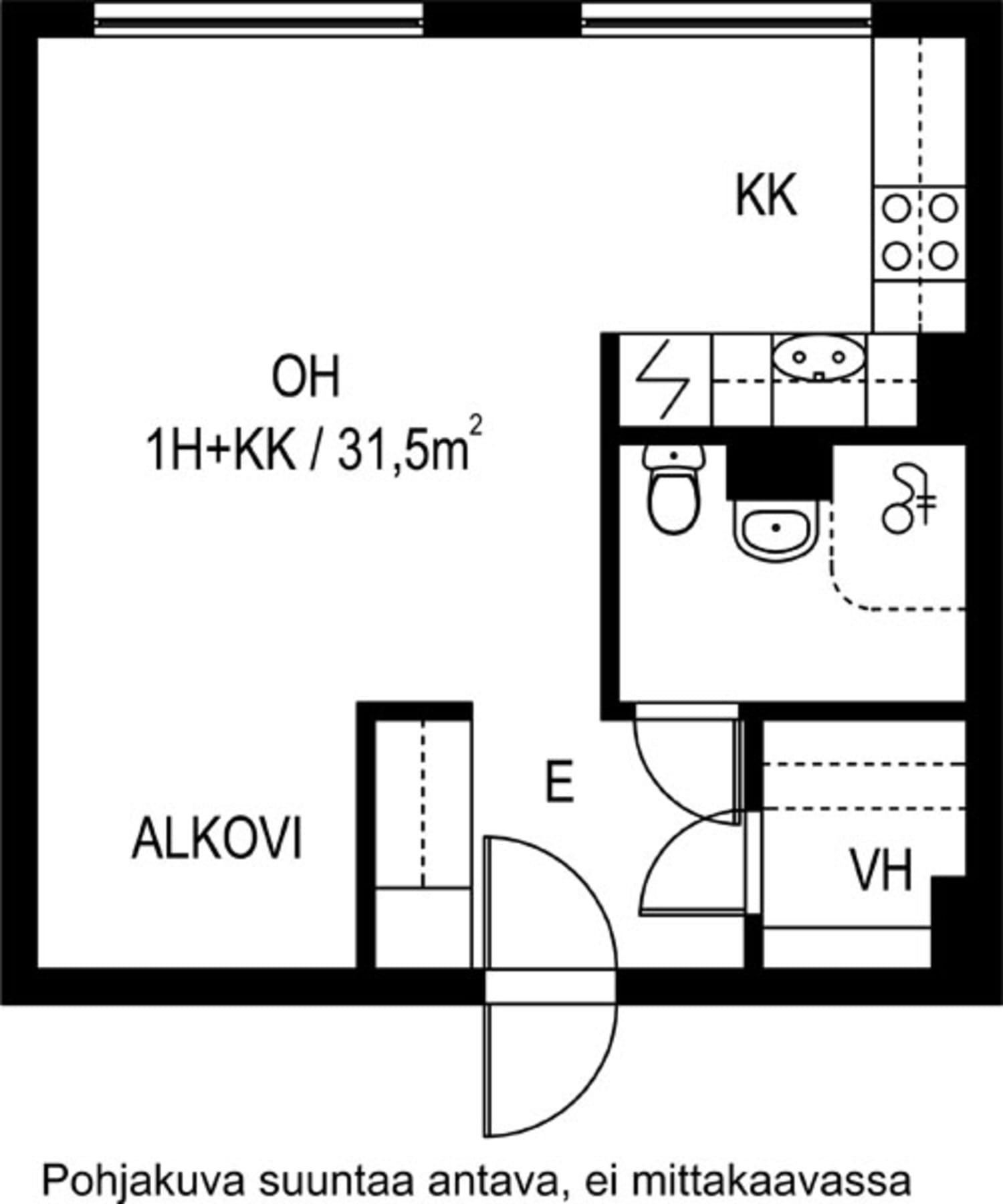 Vuokra-asunto, 1h+kk, 31,5 m², Valpuri Innamaan katu 8, Varissuo, Turku