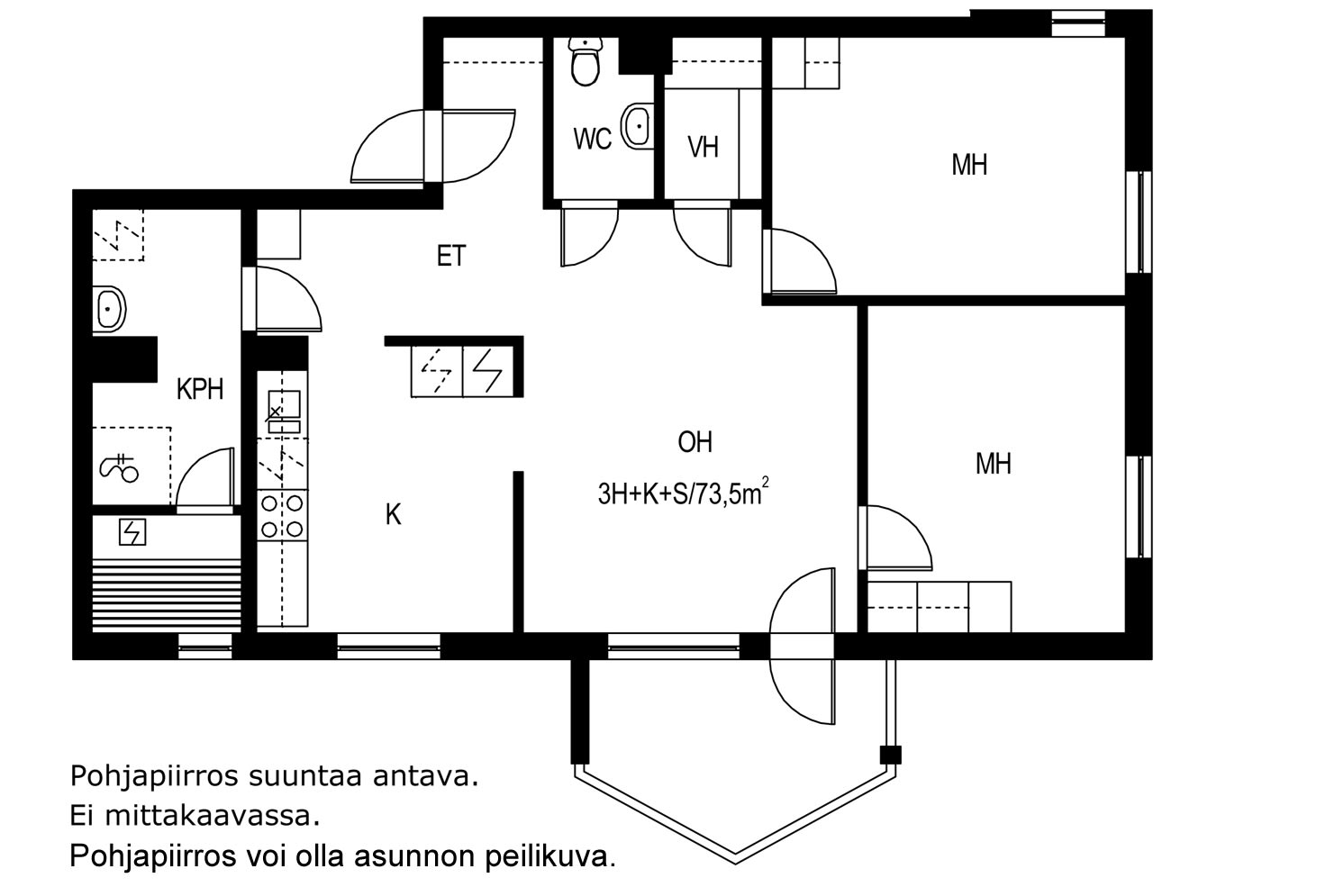 Vuokra-asunto, 3h+k+s, 73,5 m², Käräjäkuja 2, Pakkala, Vantaa