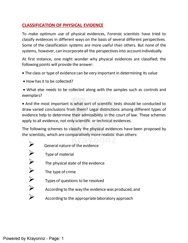 Classification Of Types Of Evidence