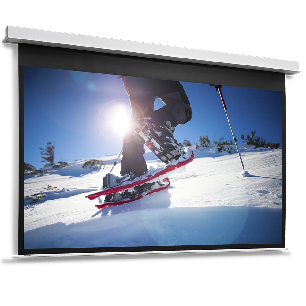Lerret Motorisert innfelt 16:9, 129x230cm, Standard duk Scandec Systemer