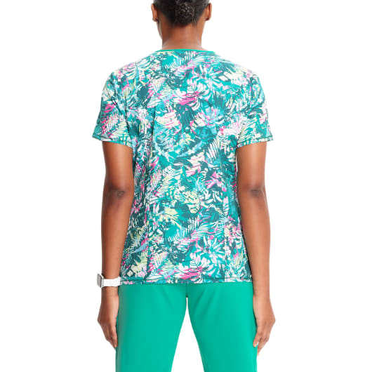 Tropic Texture Round Neck Print Top | Scrubs & Beyond