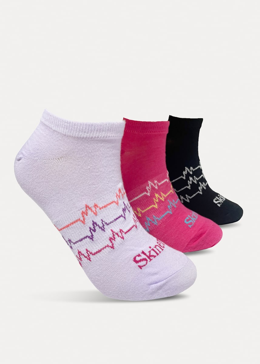 3 pack EKG Stripe Low Cut Sock | Scrubs & Beyond