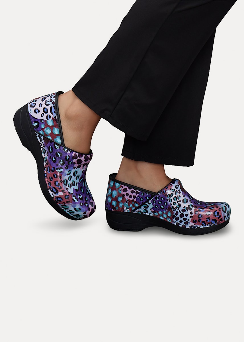 Dansko Pro XP Shoes Dansko XP 2.0 Purple Leopard Patent Nursing Clogs ...