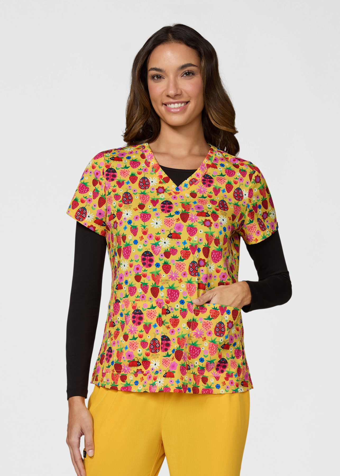 Koi Basics Koi Artists Series Leslie Strawberries and Ladybugs V-Neck ...