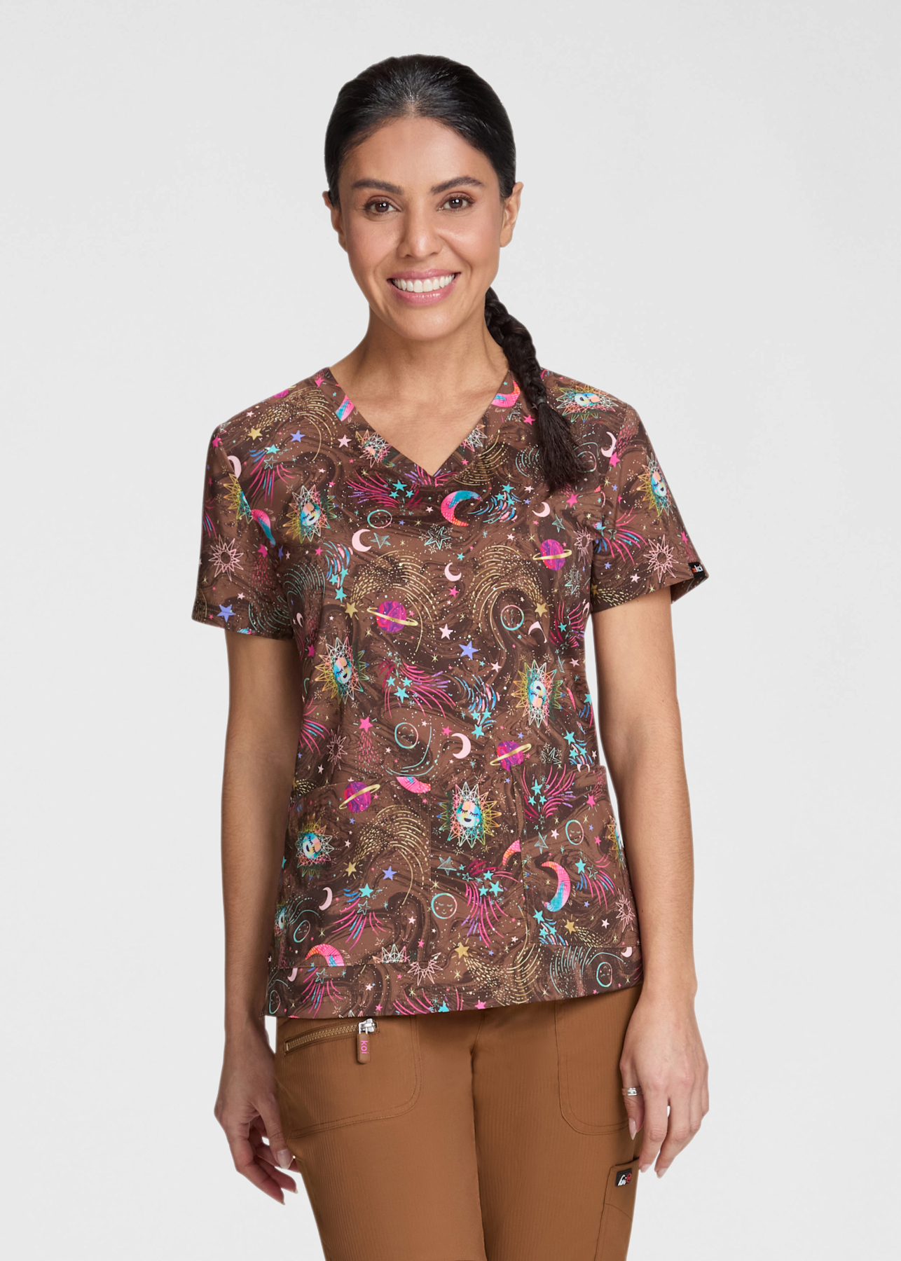 Koi Lite Koi Artist Series Solar Surprise V-Neck Print Scrub Top ...
