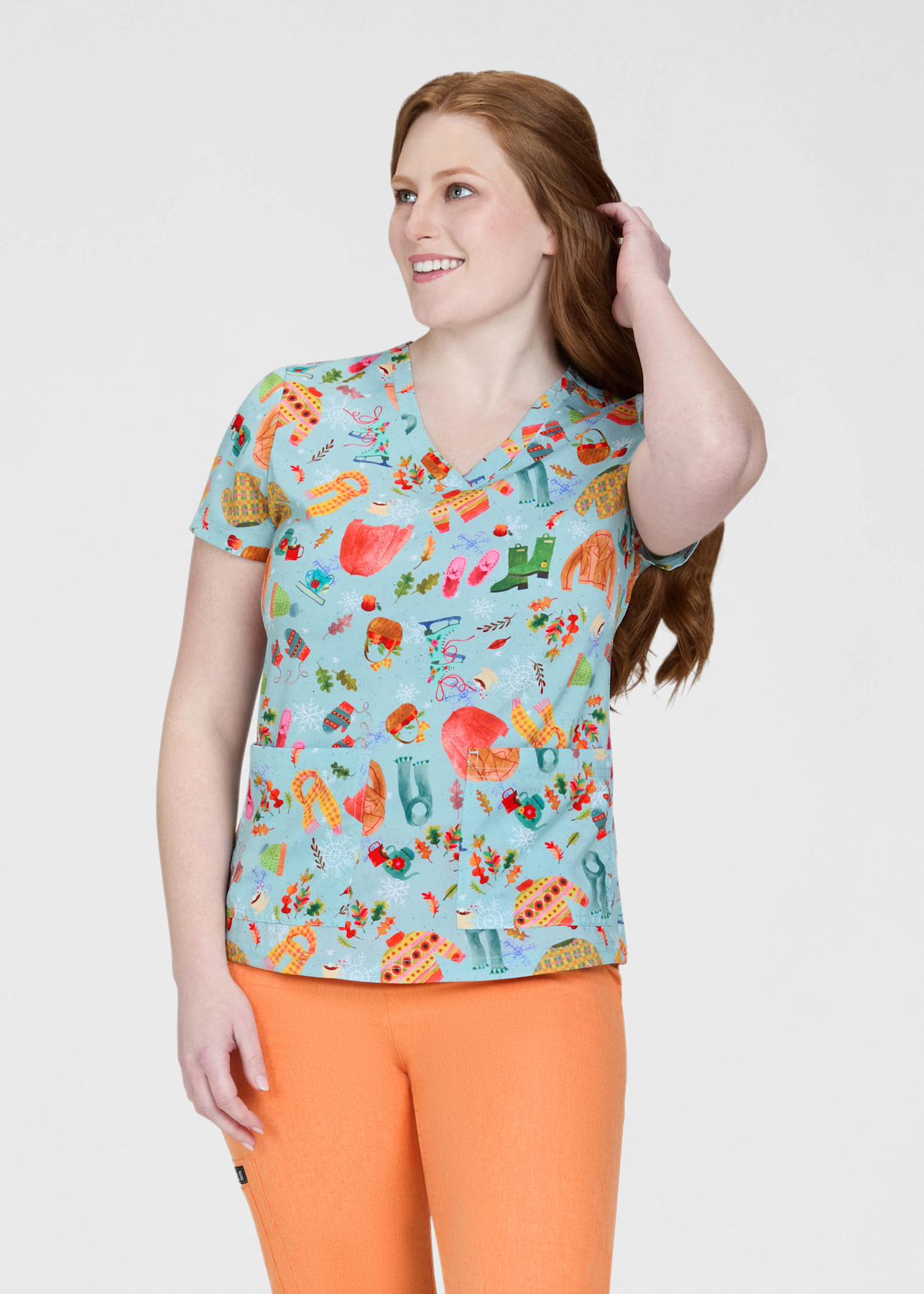 Koi Basics Koi Artist Series Leslie Tis The Season V-Neck Print Scrub ...