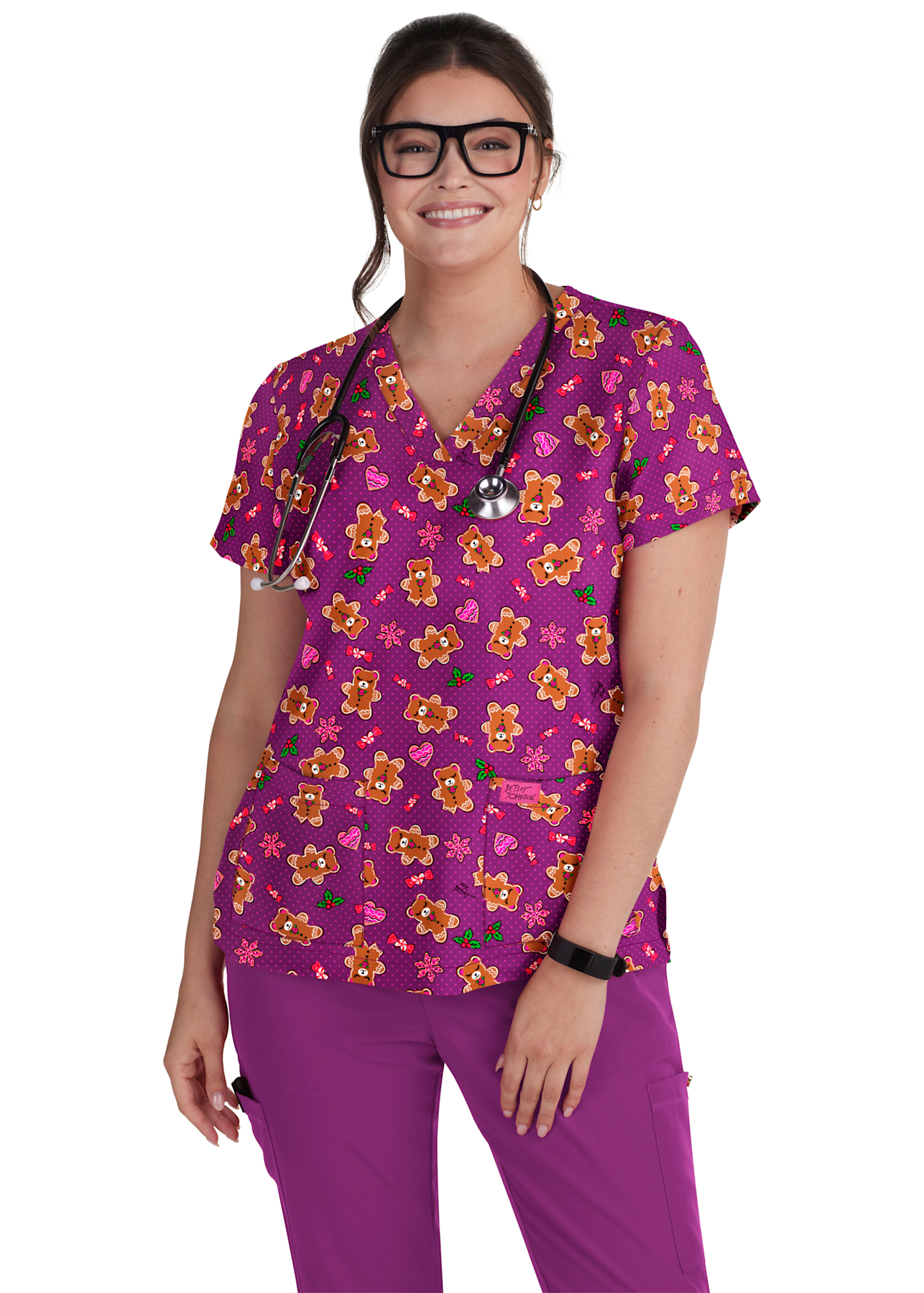 Betsey Johnson Betsey Johnson Bell Gingerbread Delights V-Neck Print ...