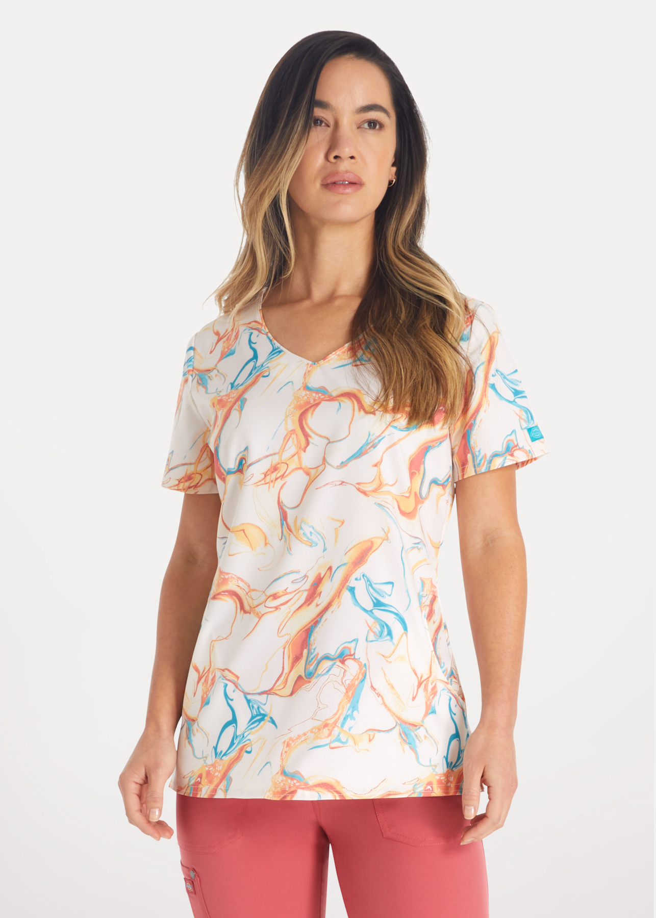 Mineral Swirl V-Neck Print Top | Scrubs & Beyond