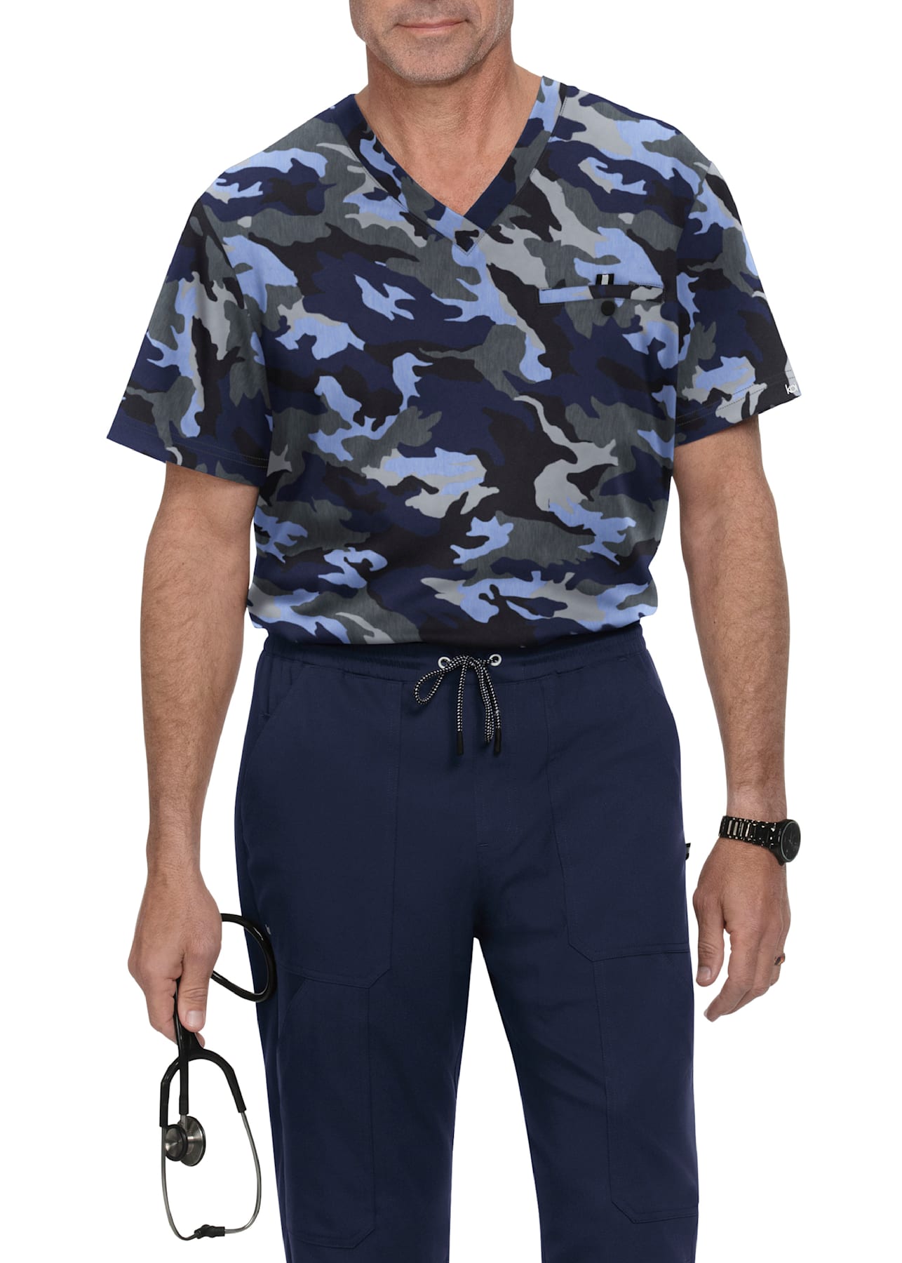 On Call Heathered Camo Men's V-Neck Tuck-In Scrub Top | Scrubs & Beyond