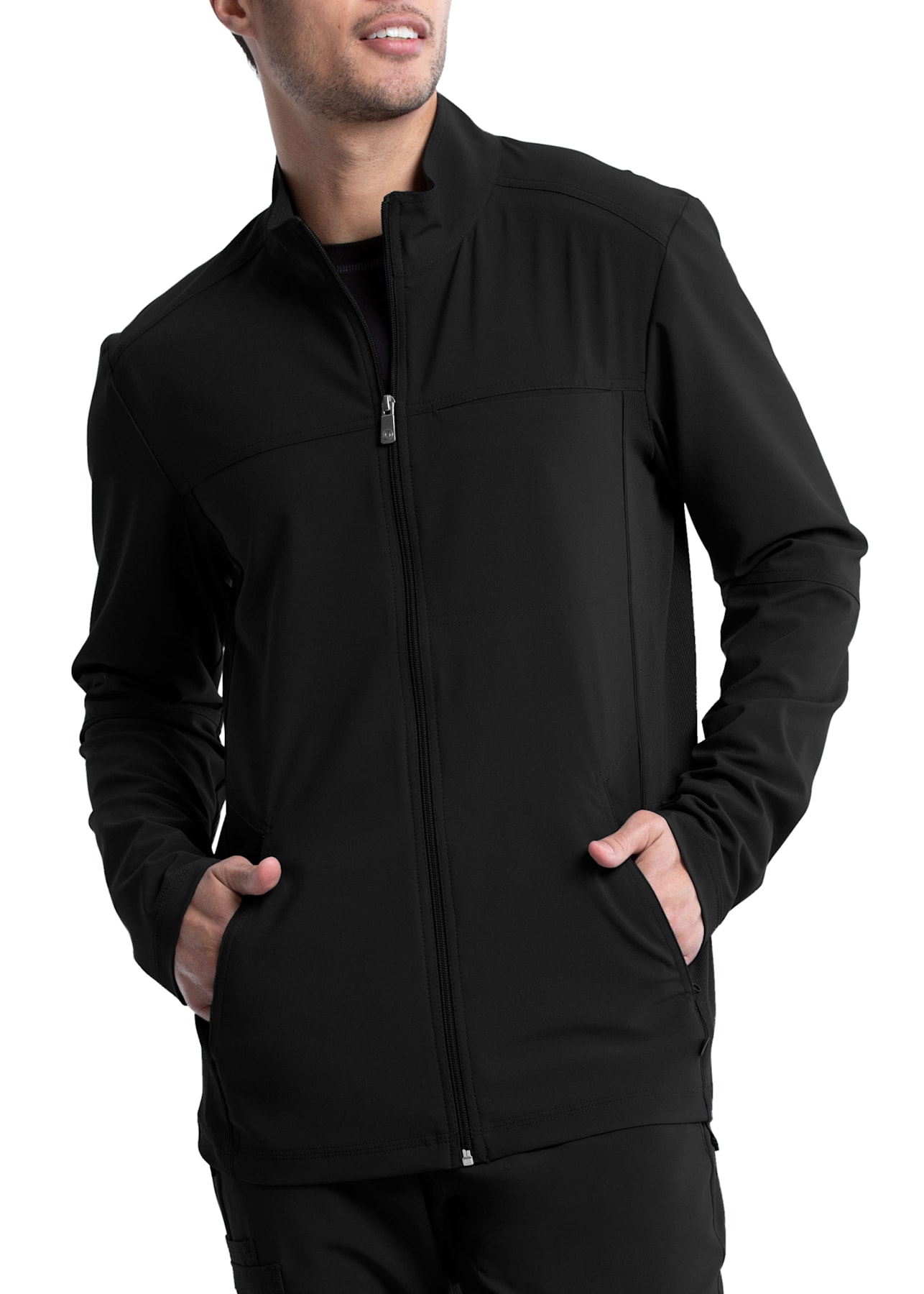 Infinity By Cherokee Men's Zip Front Rib Knit Scrub Jacket | Scrubs ...