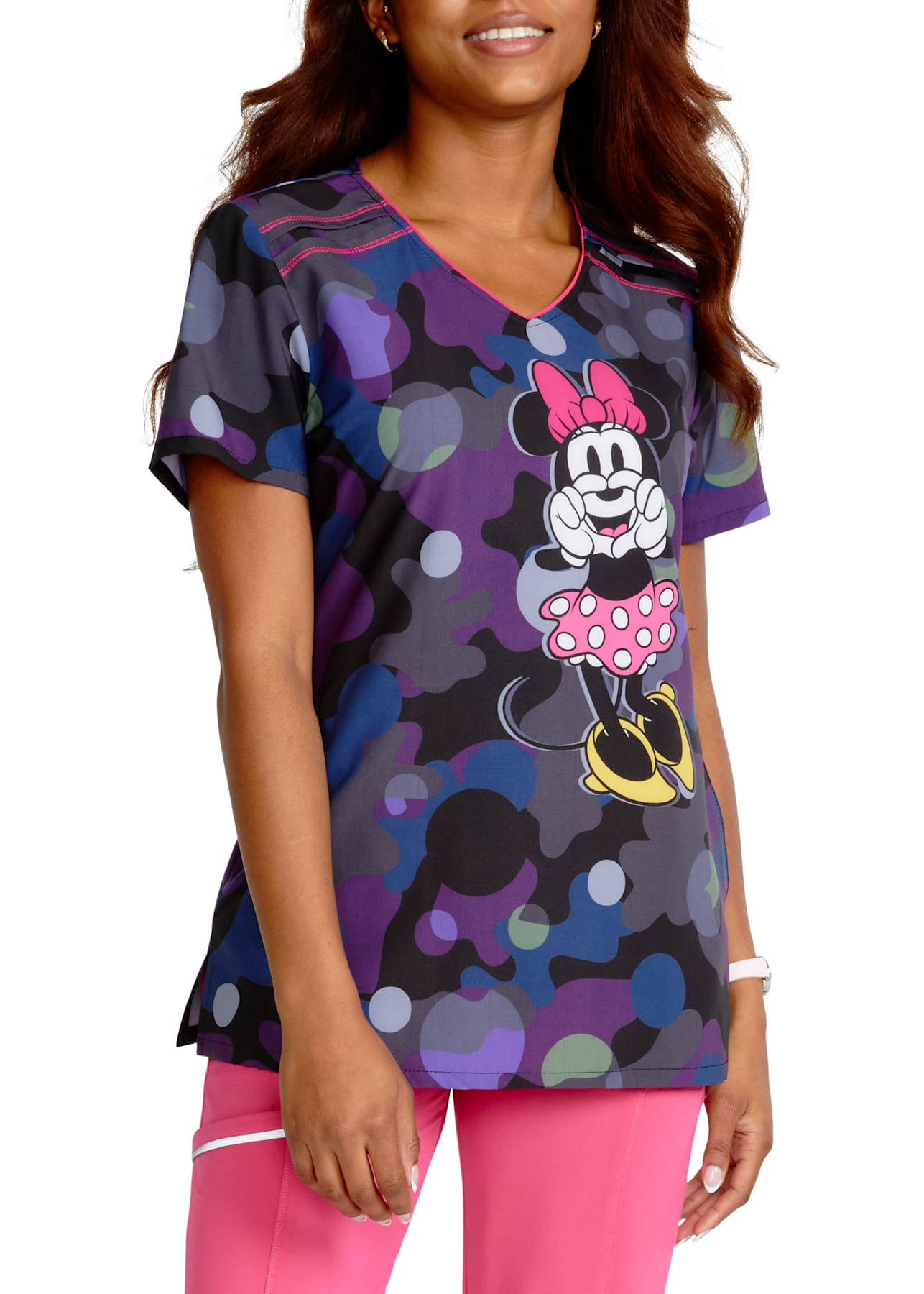 Dots A Camo V-Neck Print Top | Scrubs & Beyond