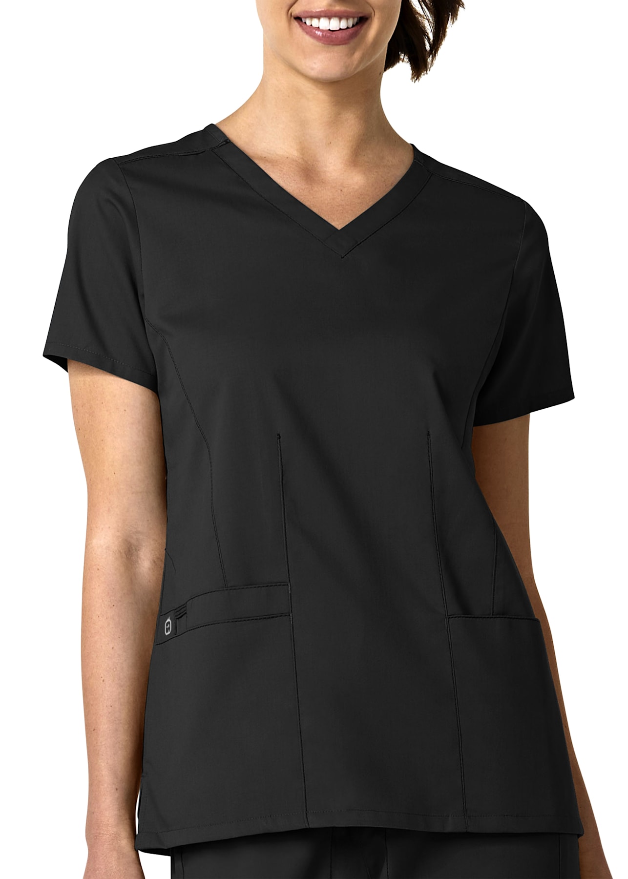 WonderWink WonderWORK 2-Pocket V-Neck Scrub Top with Shoulder Badge ...