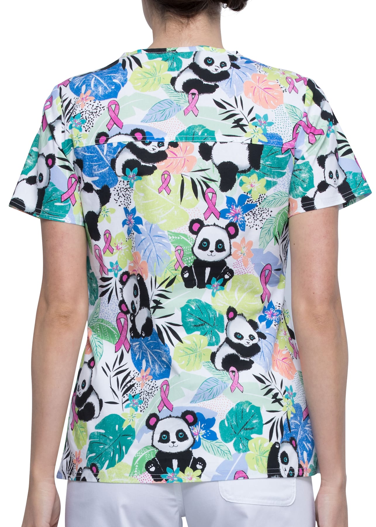 Cherokee Garden Panda-monium V-Neck Print Scrub Top | Scrubs & Beyond