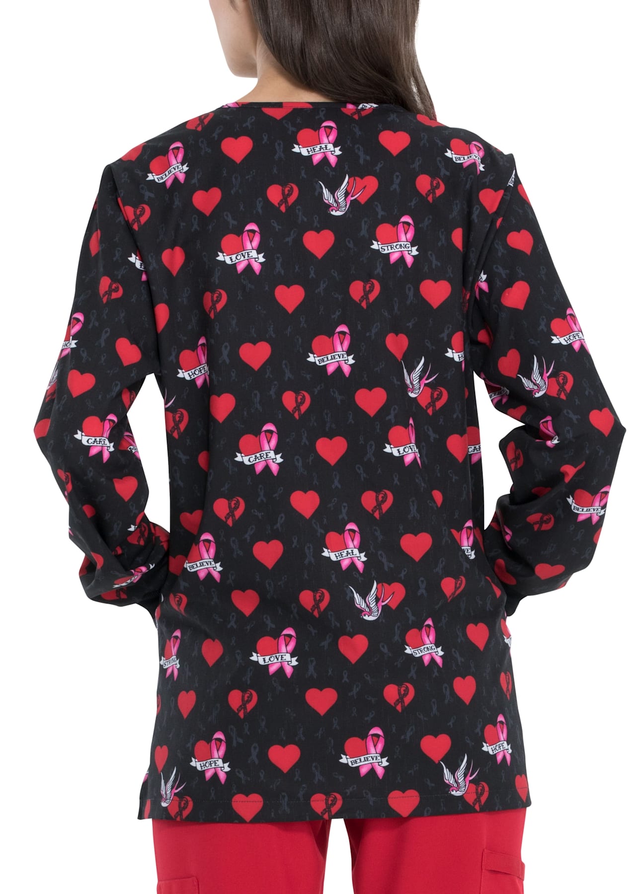 Dickies EDS Be-Cause Of You Breast Cancer Awareness Print Scrub Jacket ...