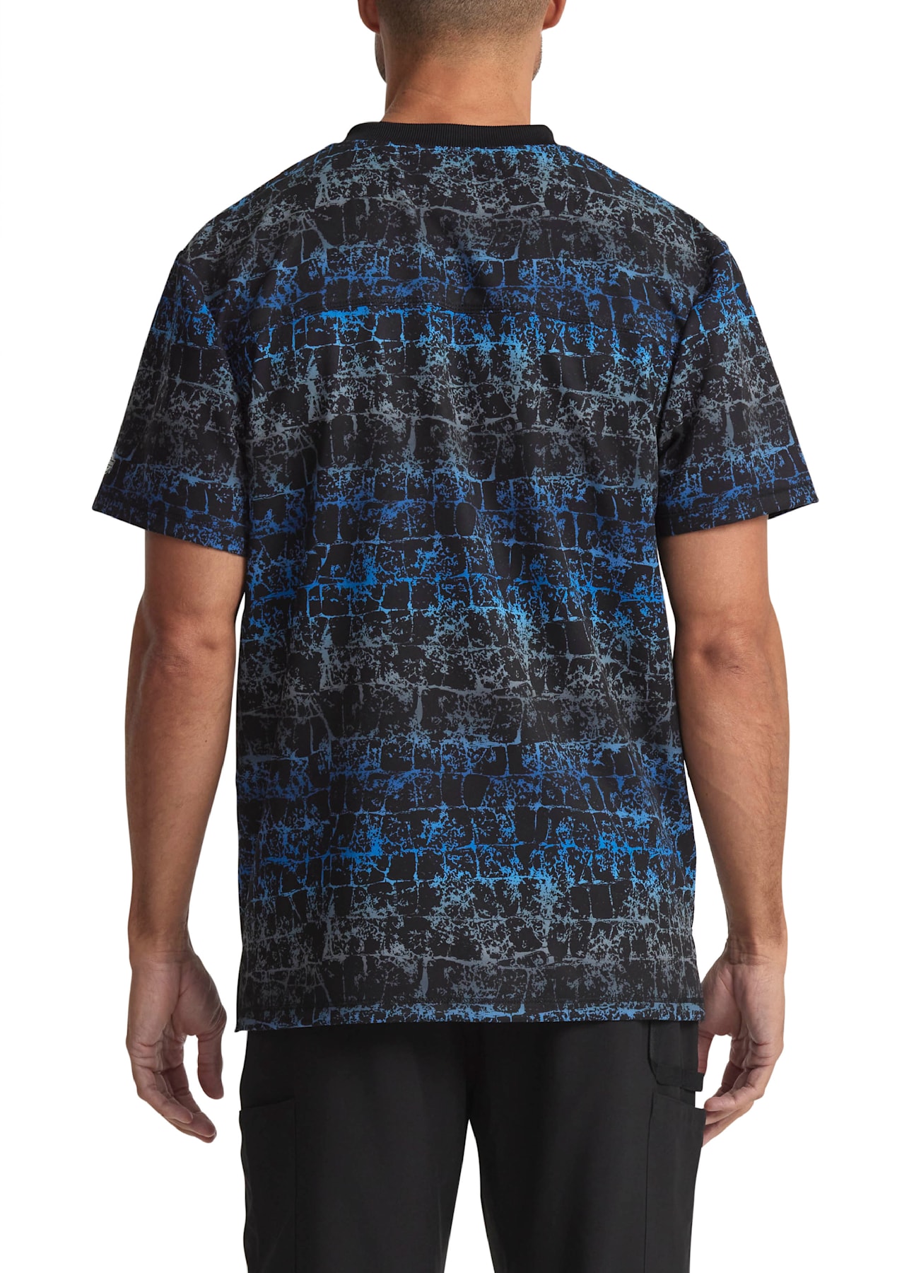 Texture Trail Royal V-Neck Print Top | Scrubs & Beyond