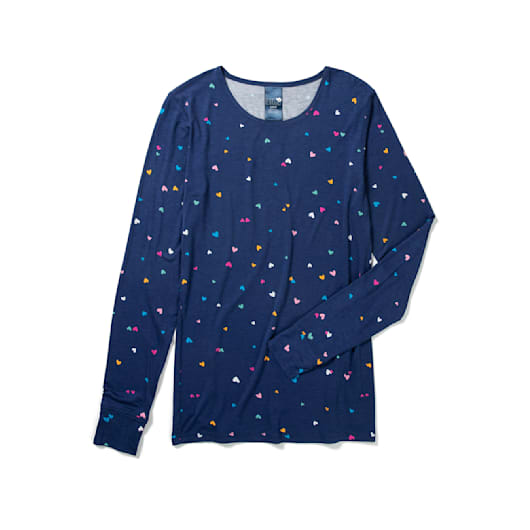 Confetti Hearts Knit Long Sleeve Print Tee | Scrubs & Beyond