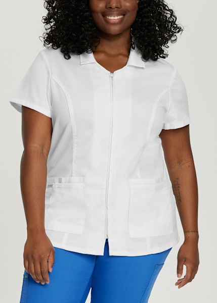 Landau ProFlex 5-Pocket Zip-Front Collared Scrub Top| Scrubs & Beyond ...