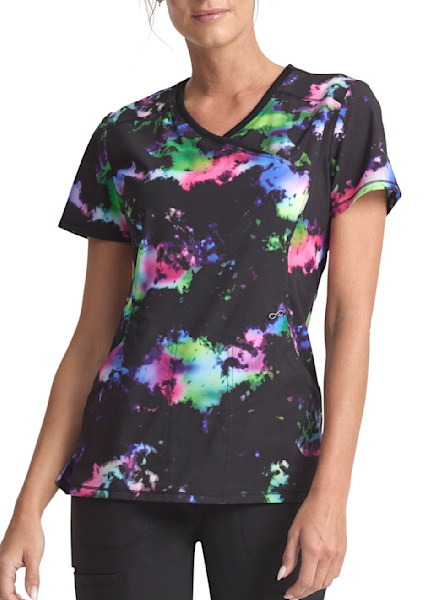 Color-blur Texture Mock Wrap Print Top | Scrubs & Beyond