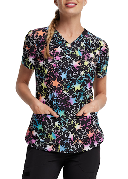 Star Spectrum V-neck Print Top | Scrubs & Beyond