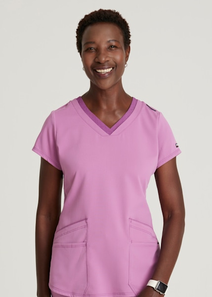 Two-Tone Meredith 4-Pocket V-Neck Scrub Top | Scrubs & Beyond