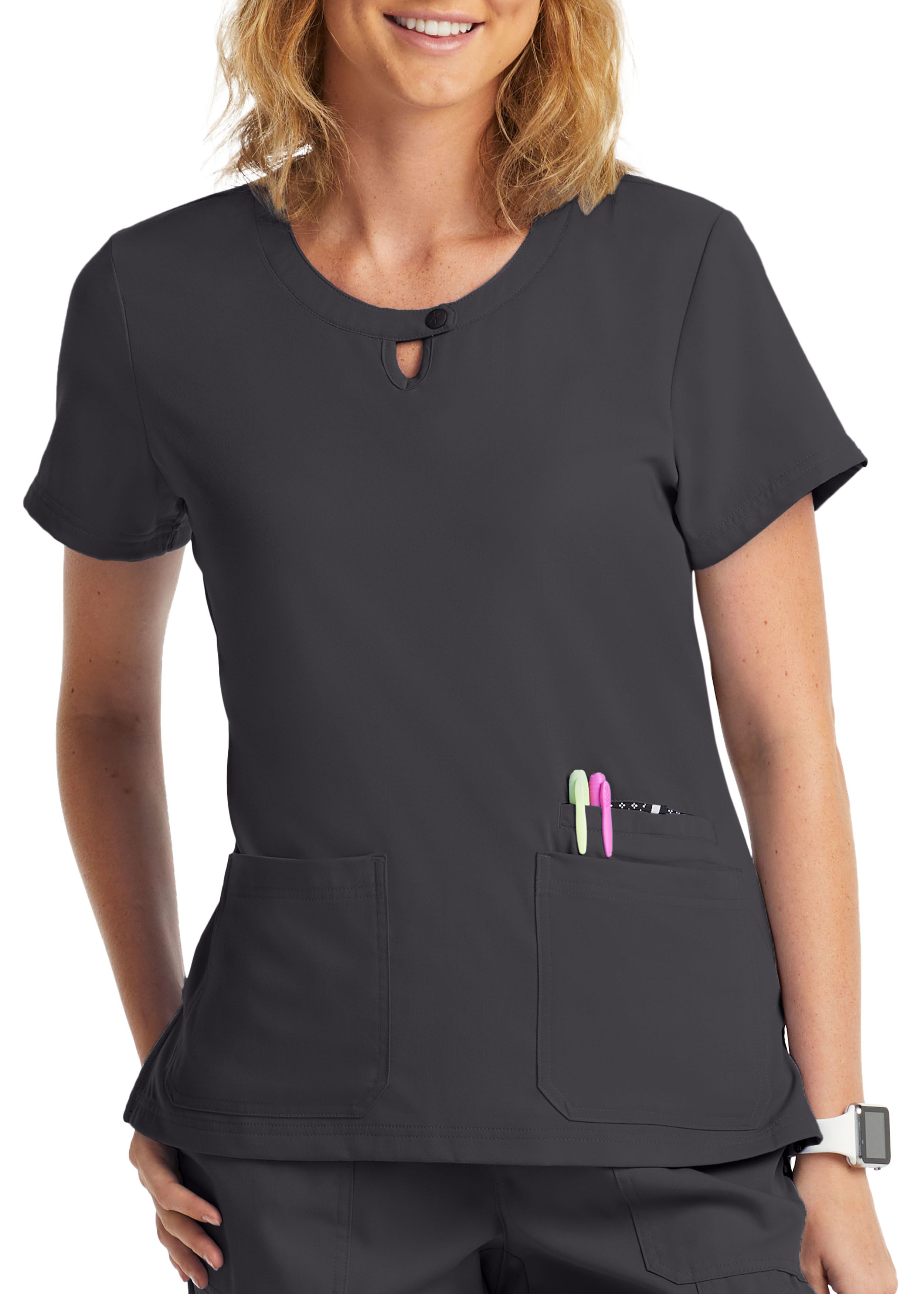 Beyond Scrubs Happiness Collection Spark Round Neck Scrub Top | Scrubs ...