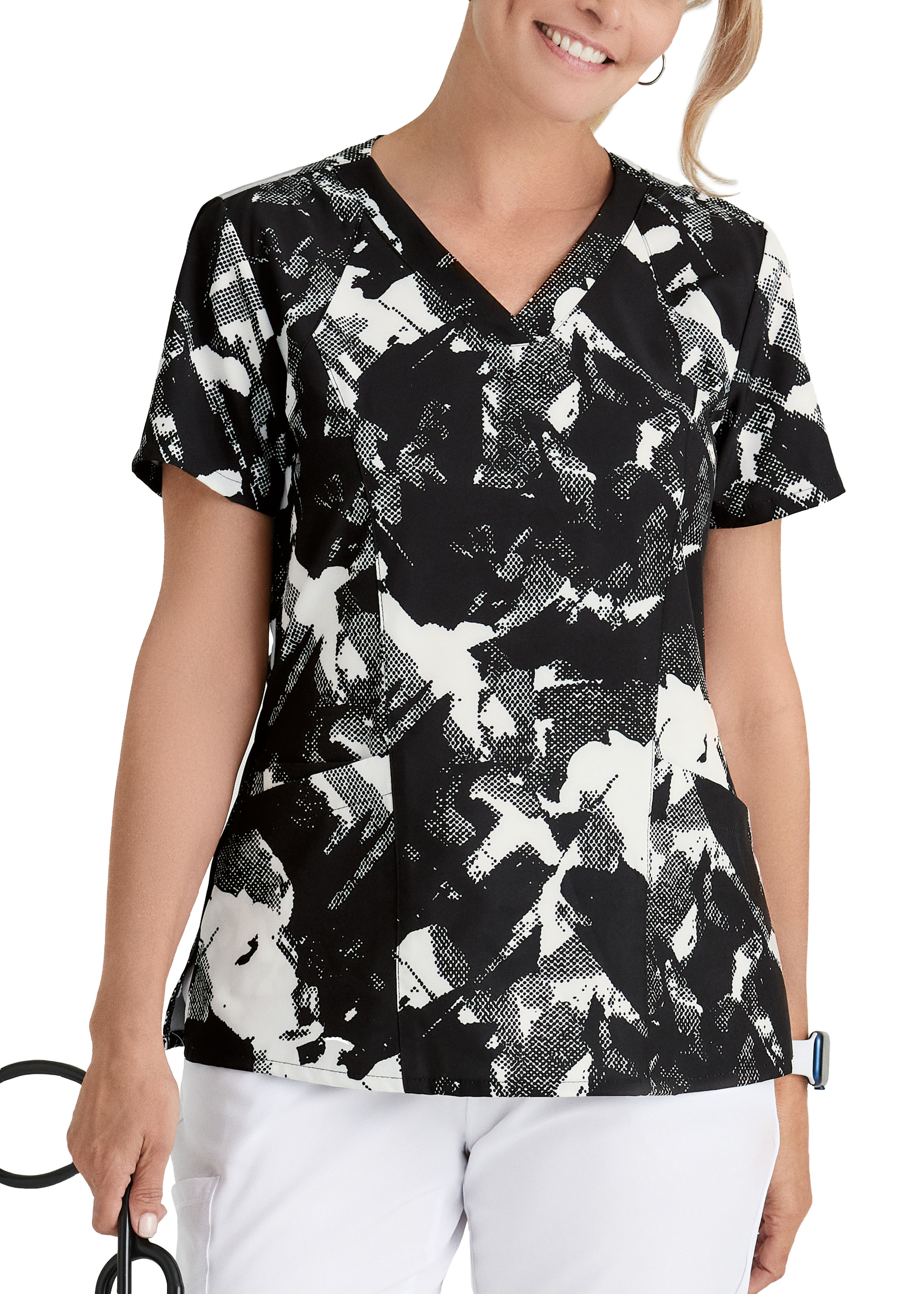Barco One Artist Touch V-Neck Print Top | Scrubs & Beyond