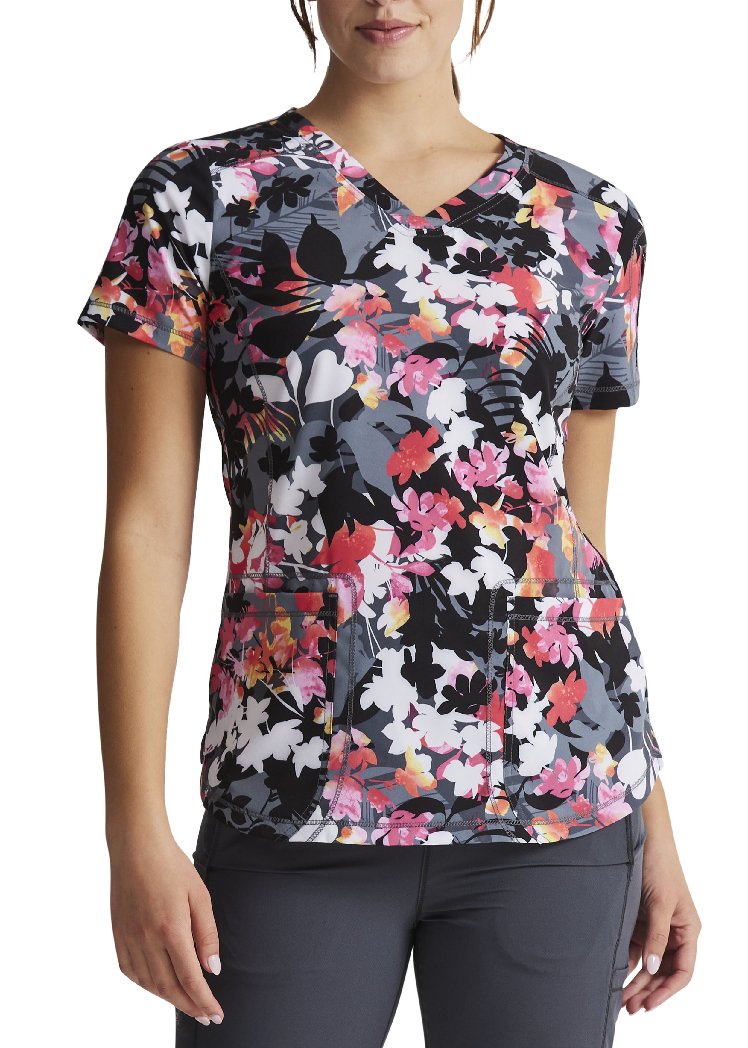 Tropical Escape V-Neck Print Top | Scrubs & Beyond