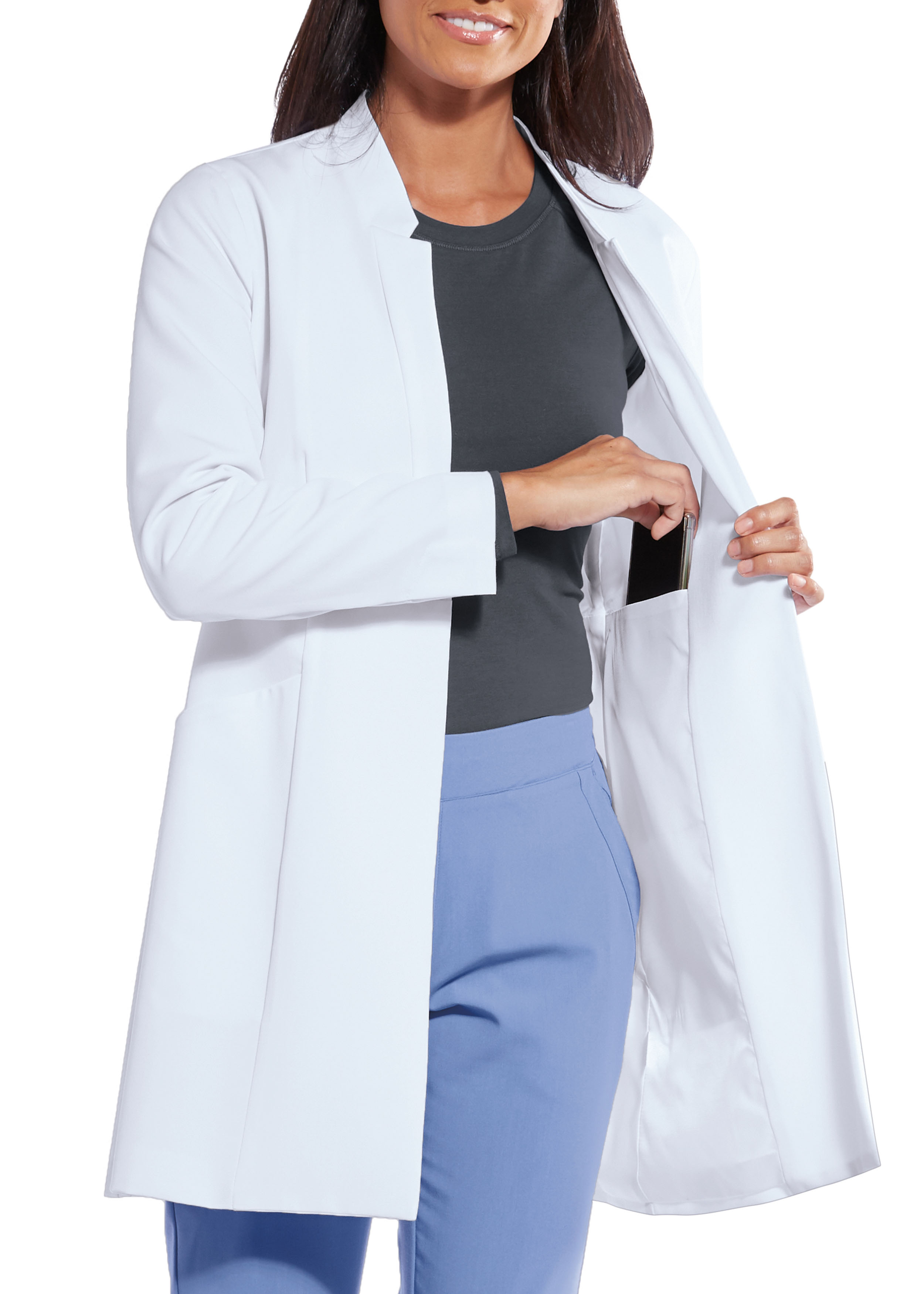 Grey's Anatomy Signature 3 Pocket Flat Collar Snap Front Lab Coat ...