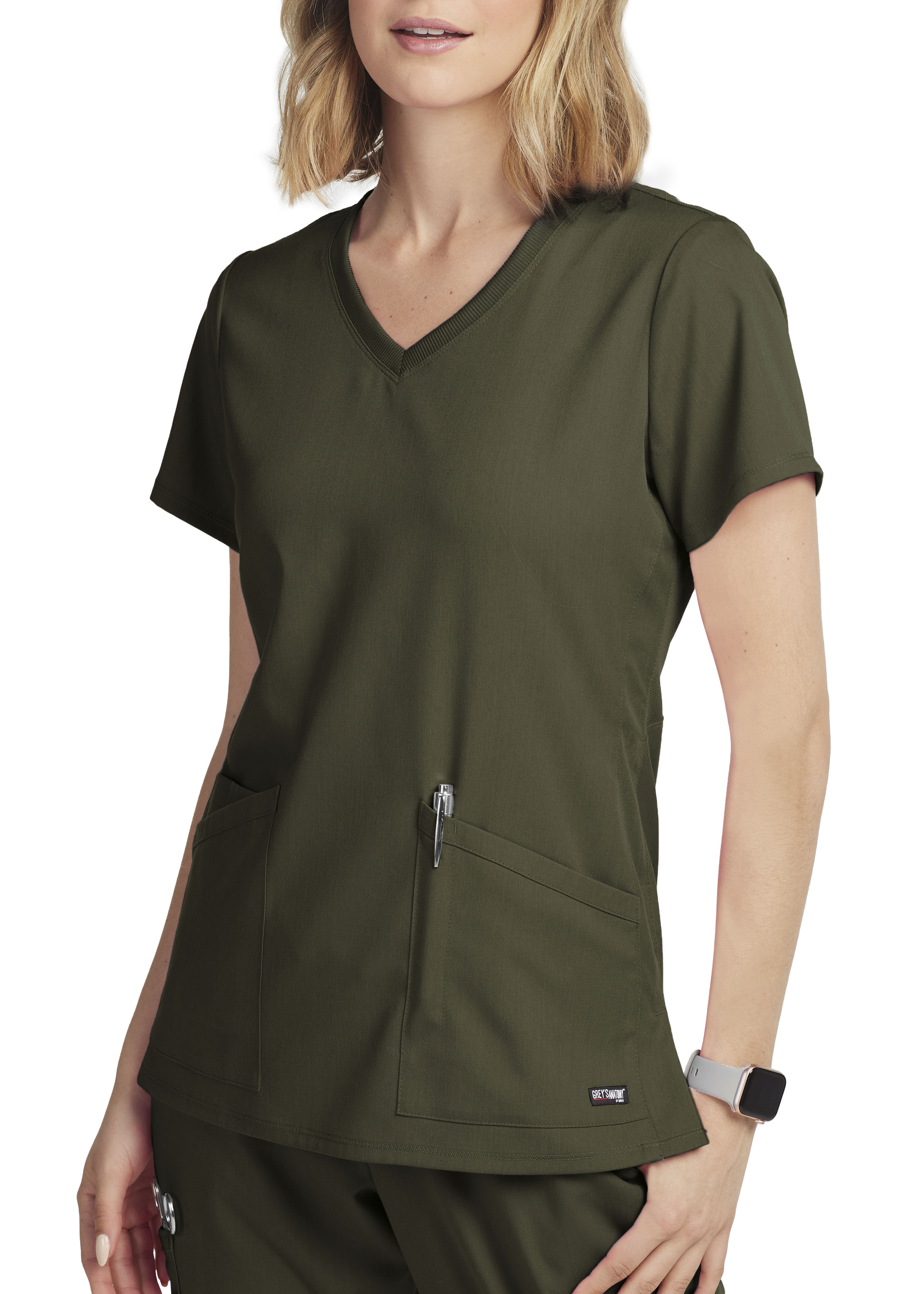 Grey's Anatomy Spandex Stretch Antimicrobial Serena 3 Pocket V-Neck ...