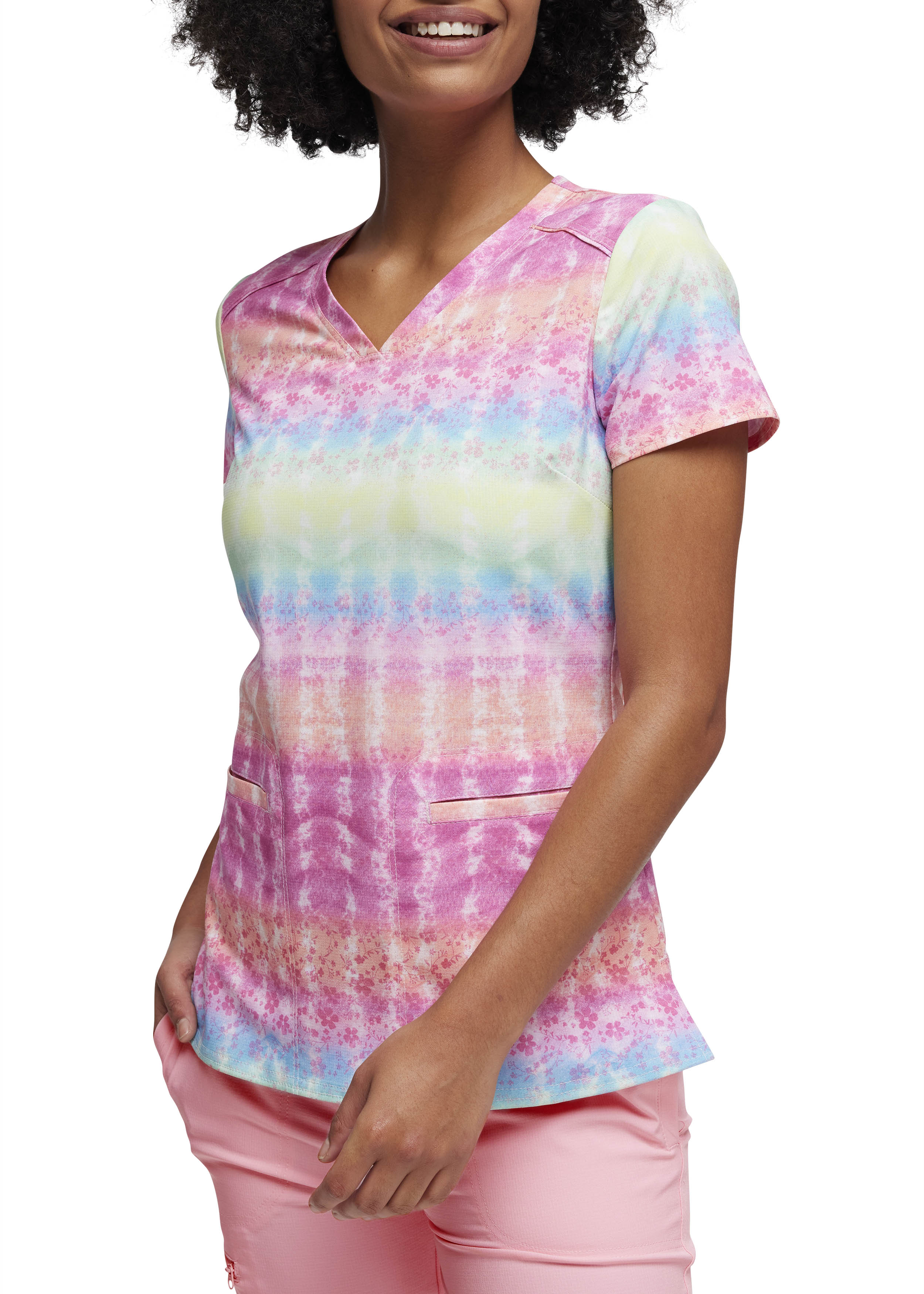 Tie Dye Vibes V-neck Print Scrub Top | Scrubs & Beyond