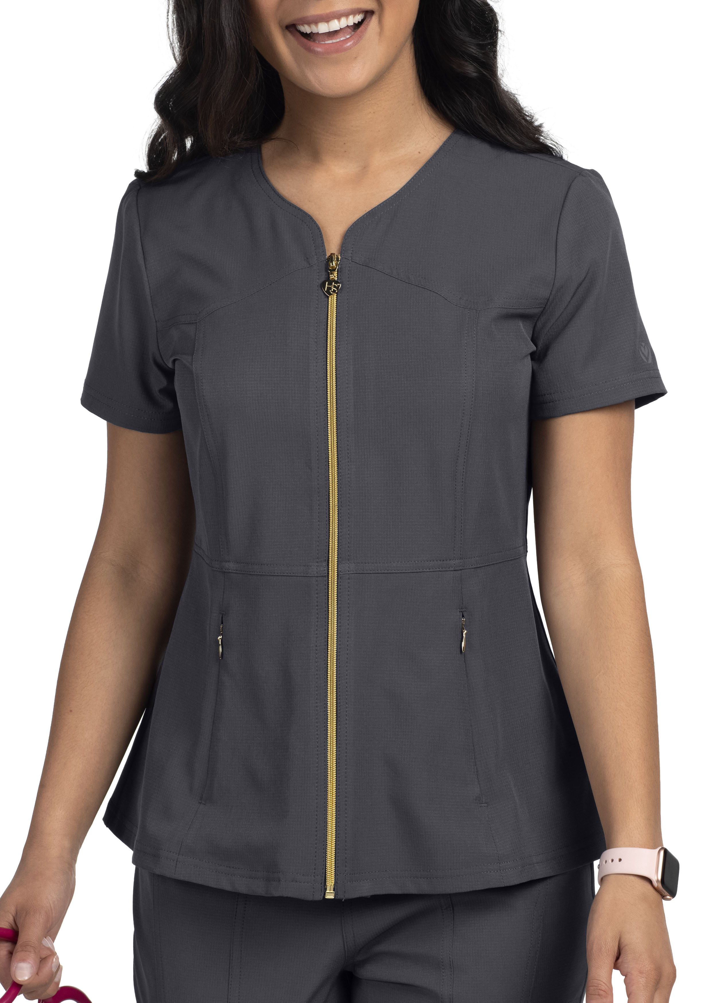 HeartSoul Shaped V-Neck Zip Front Scrub Top| Scrubs & Beyond | Scrubs ...