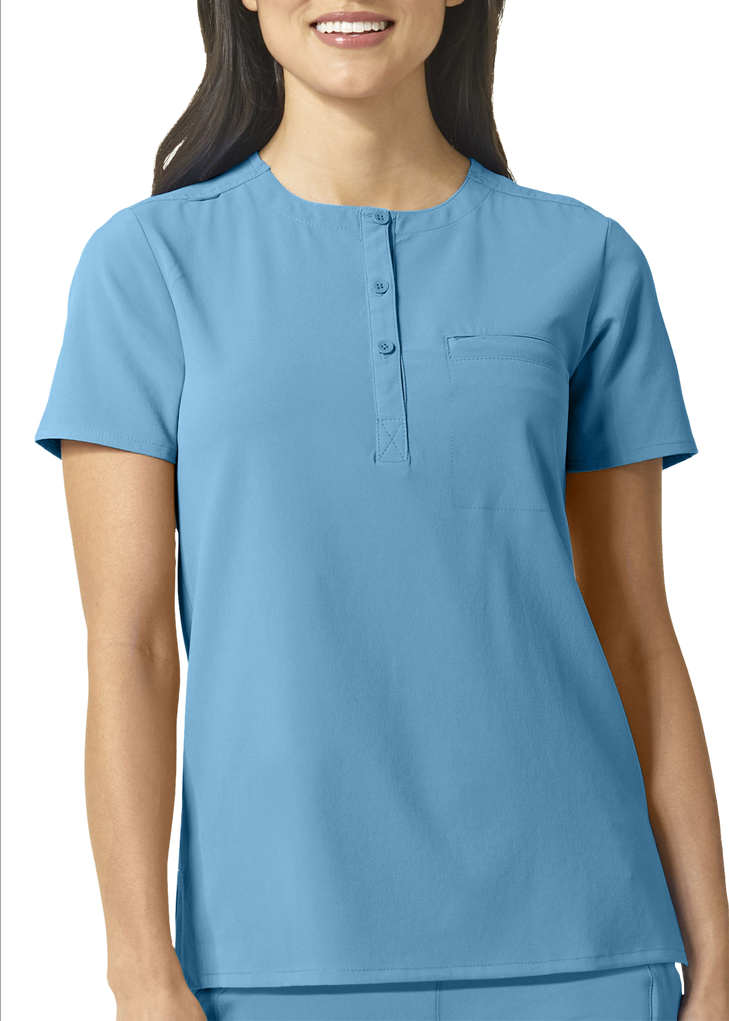 1-Pocket Henley Neck Tuck-In Top | Scrubs & Beyond