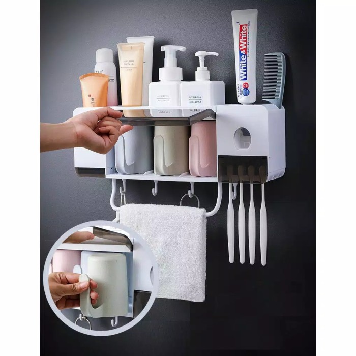 Jual Rak Kamar Mandi Dispenser Odol Tempat Alat Mandi Otomatis Anti ...