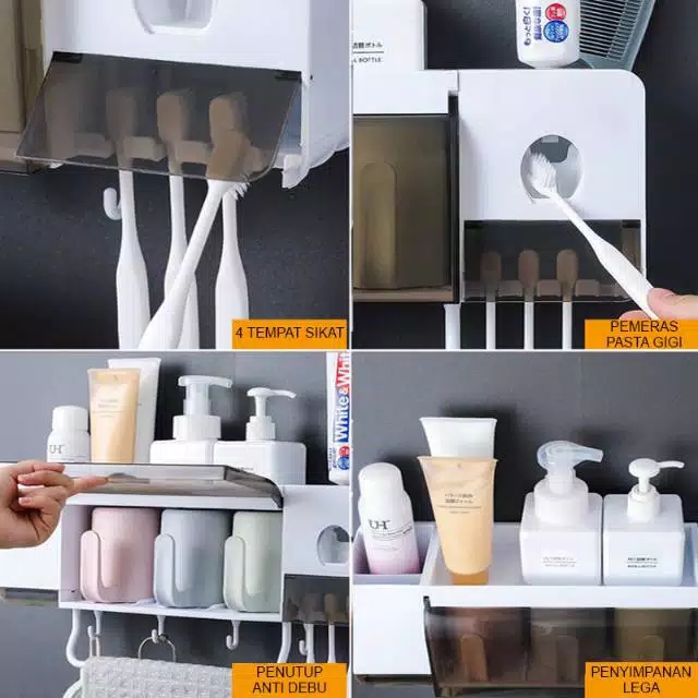 Jual Rak Kamar Mandi Dispenser Odol Tempat Alat Mandi Otomatis Anti ...