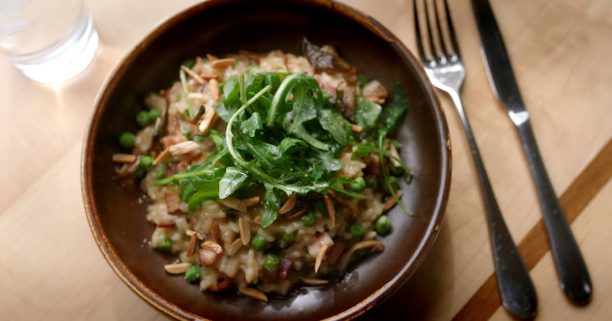 Risotto pleurotes, pancetta et huile de truffe | Zeste