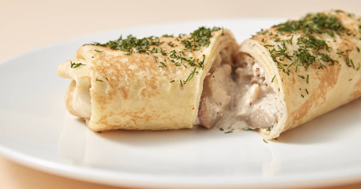 Crêpes au poulet et petits pois au four | Zeste